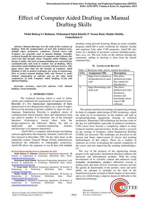 Effect Of Computer Aided Drafting On Manual Drafting Skills Download Free Pdf Computer Aided