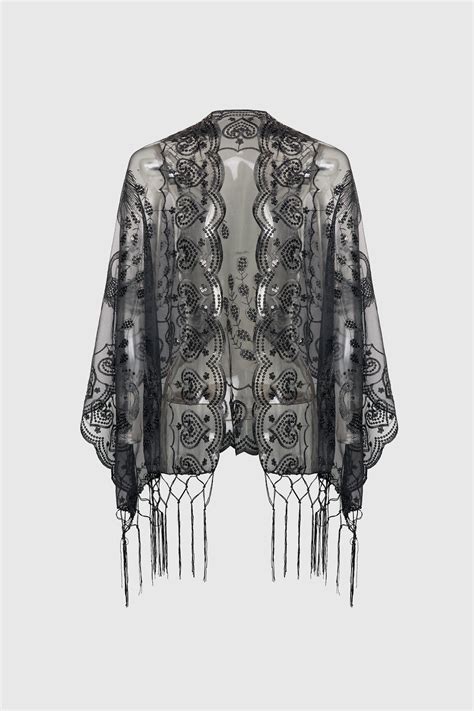 Shop 1920s Shawls Embroidered Sequin Peacock Shawl Babeyond