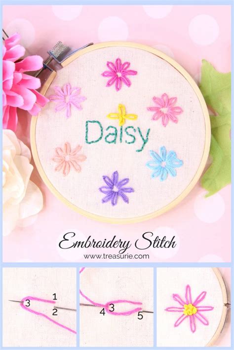 Lazy Daisy Stitch Beginner Embroidery Flowers Treasurie