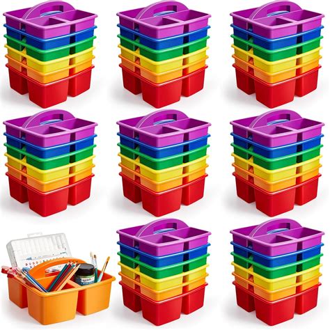 Bulk Classroom Supplies Assorted Bright Colors Portable Plastic Storage Caddy