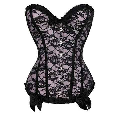 Uayotse Womens Lace Up Boned Sexy Plus Size Overbust Corset Bustier