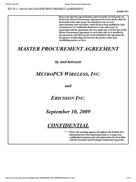 Master Procurement Agreement Pdf Addendum Contractual Term