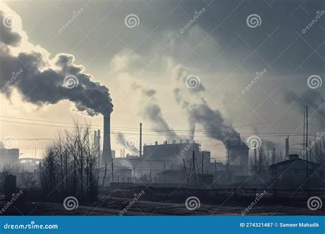 Concept Of Air Pollution Affecting Humans The Smoke From The Pipes Of