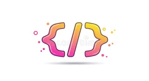 Colorful Stylized Code Brackets Are Depicted In Vibrant Pink Orange