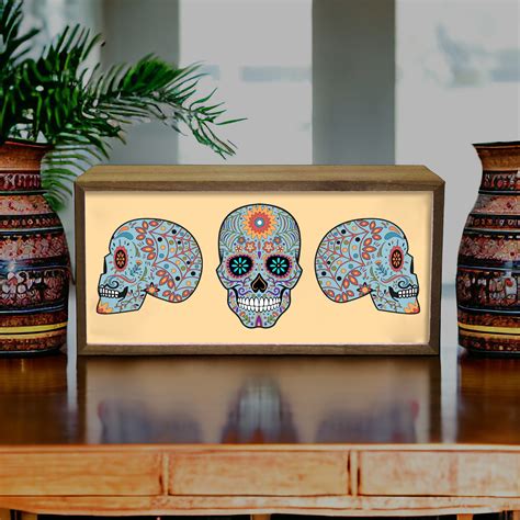 Light Box Home Skull Set Mexican Skull Print Decor