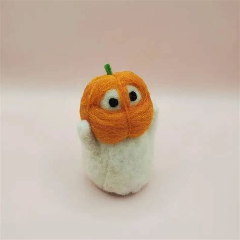 🎃👻wool Felted Ghost With Pumpkin