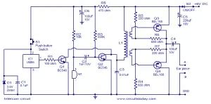 Two Way Intercom Circuit Diagram Using Transistors And UM66 As Ringer