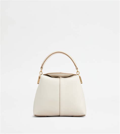Tods T Case Tote Messenger Bag In Leather Micro In White Modesens