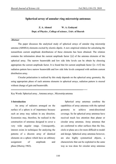 spherical array of annular ring microstrip antennas pdf physics