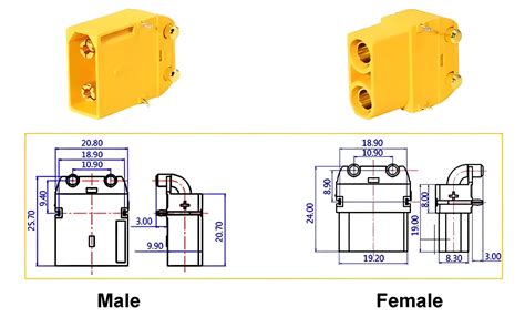 Amass Xt90pw Connector For Pcb Mounting Male Female Flying Tech