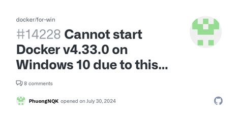Cannot Start Docker V4330 On Windows 10 Due To This Error Deploying