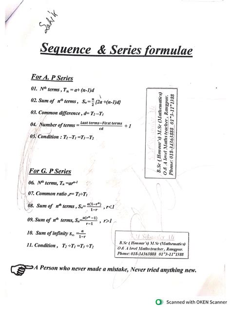 Series Sequence Formula Pdf