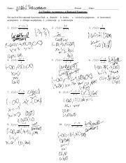 Finding Asymptotes Of Rational Functions Pdf NikhilSanssouci Name Period Date