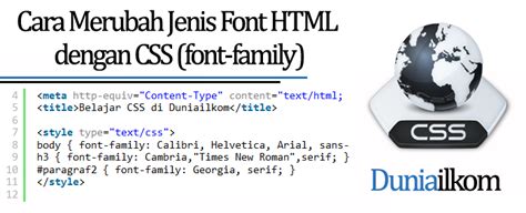 tutorial belajar css cara merubah jenis font html dengan css font