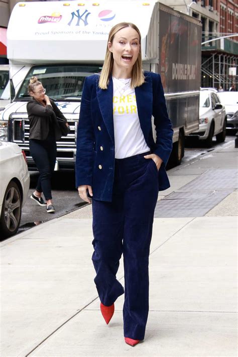 Olivia Wilde In A Blue Suit Arrives At The BuzzFeed Studios In NYC 05
