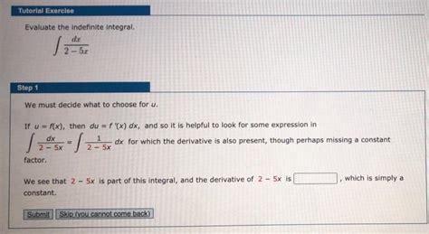 Solved Tutorial Exercise Evaluate The Indefinite Integral