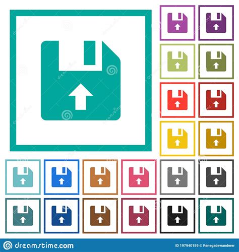 Move Up File Flat Color Icons With Quadrant Frames Stock Vector Illustration Of Multicolors