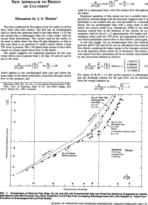 Discussion And Closure New Approach To Design Of Culverts Journal Of Irrigation And Drainage