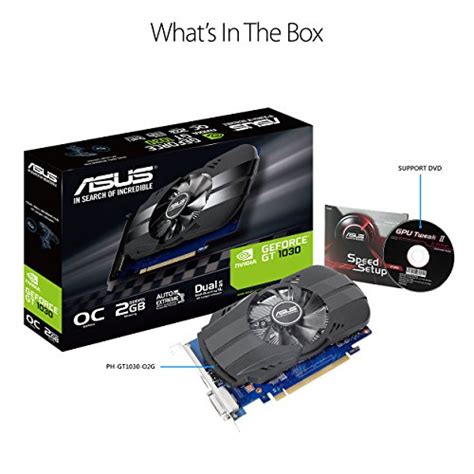 ASUS PH-GT1030-O2G GeForce GT 1030 2GB Phoenix Fan OC Edition HDMI DVI ...