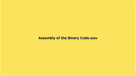 Assambly Of The Binery Code Wav Youtube