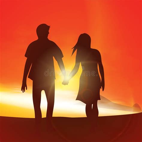 Silhouette Of A Couple Holding Hands Vector Illustration Decorative