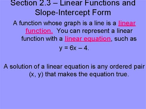 Section 2 3 Linear Functions And SlopeIntercept Form