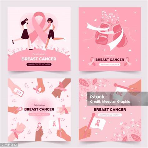 다양한 주제의 유방암 인식 제고 기념 행사 벡터 일러스트 레이 션 유방암에 대한 스톡 벡터 아트 및 기타 이미지 유방암 유방암 캠페인 연결 Istock