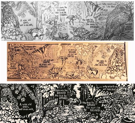 Words On Woodcuts A Wise Old Owl Process And First Proof