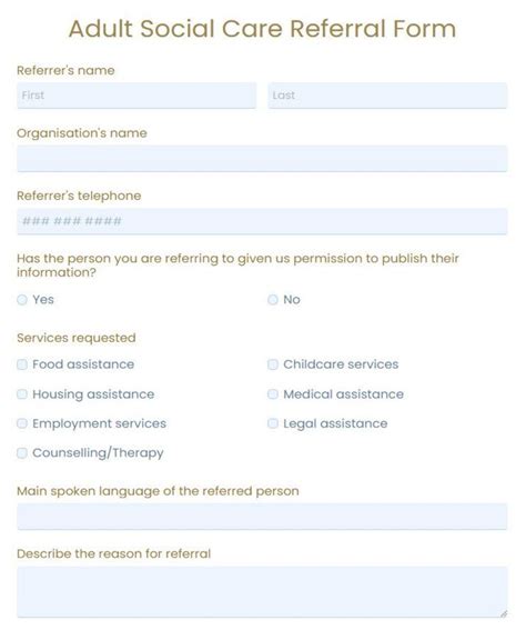 Free Adult Social Care Referral Form Template 123formbuilder