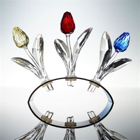 Swarovski Crystal Renewal Tulips Flower Set With Display Sold At