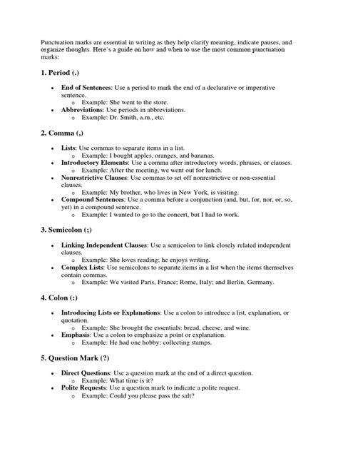 How And When To Use Punctuation Download Free Pdf Comma Syntax