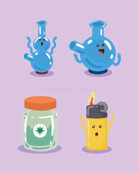 Cuatro Iconos De Drogas De Cannabis Ilustración Del Vector