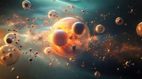 Atomic Structure Illustration Shows Dynamic Motion Of Atoms Electrons In Subatomic Space Atoms