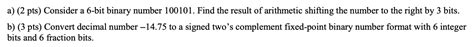 Solved A 2 Pts Consider A 6 Bit Binary Number 100101