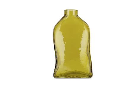 Ellam Recycled Glass Bottle Vase Olive Green Small Nkuku