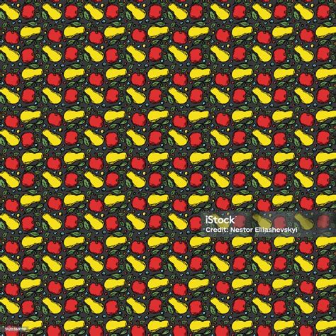 원활한 과일 패턴 사과와 배 배경 과일을 사용한 낙서 벡터 일러스트 레이 션 0명에 대한 스톡 벡터 아트 및 기타 이미지 0