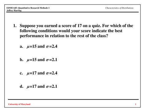 Quiz With Answers Quantitative Research Methods Edms 645 Docsity