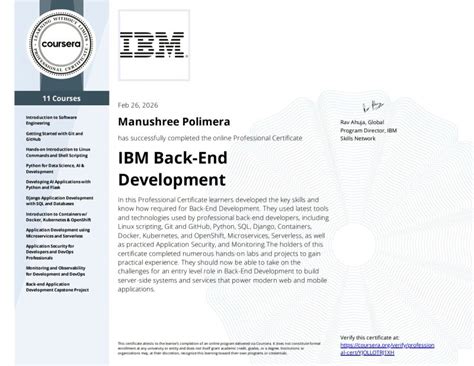 Im Happy To Share That Ive Completed The Ibm Back End Development