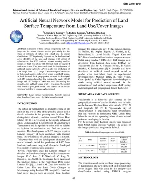 pdf artificial neural network model for prediction of land surface