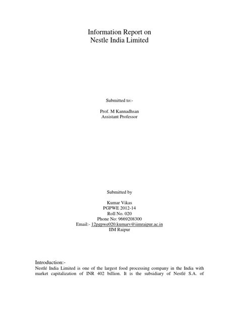 Introduction To Nestle Pdf Nestlé Brand Introduction To Nestle Pdf Nestlé Brand