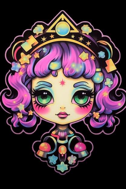 Premium Photo A Close Up Of A Cartoon Girl With A Crown On Her Head