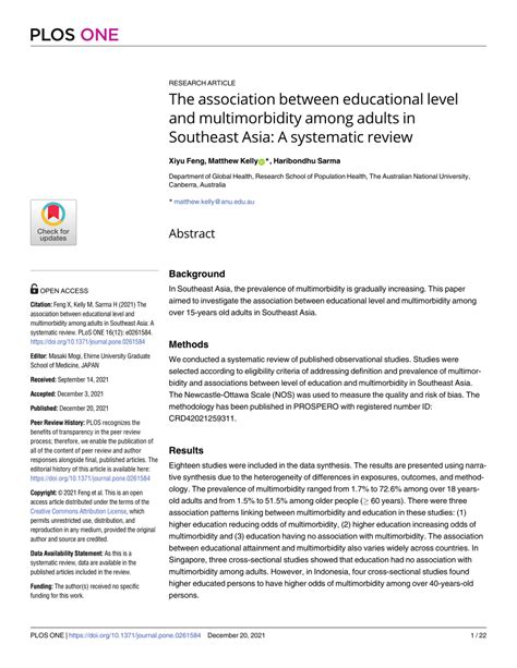 Pdf The Association Between Educational Level And Multimorbidity