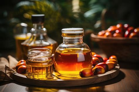 Premium Photo Palm Oil Extract With Isolated Kitchen Table Professional Advertising Food