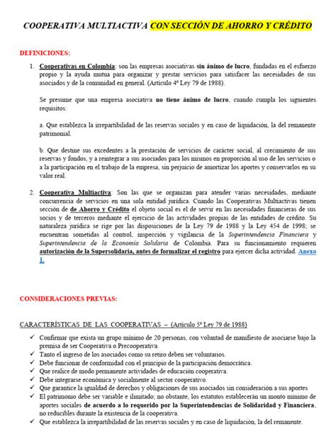 Cooperativa Multiactiva De Ahorro Y Crédito Pdf Cooperativa