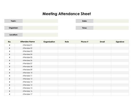 Monthly Attendance Sheet Template Excel Word