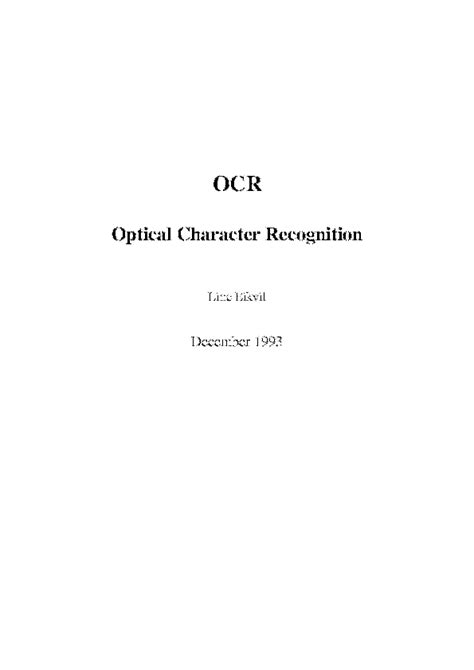 Pdf Ocr Optical Character Recognition Ocr Optical Character Recognition