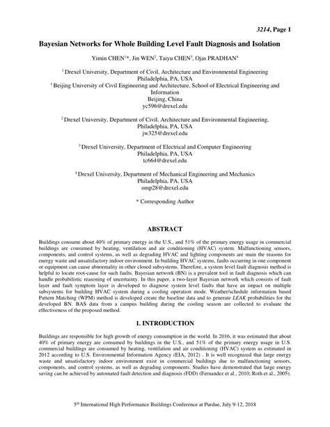 pdf bayesian networks for whole building level fault diagnosis and