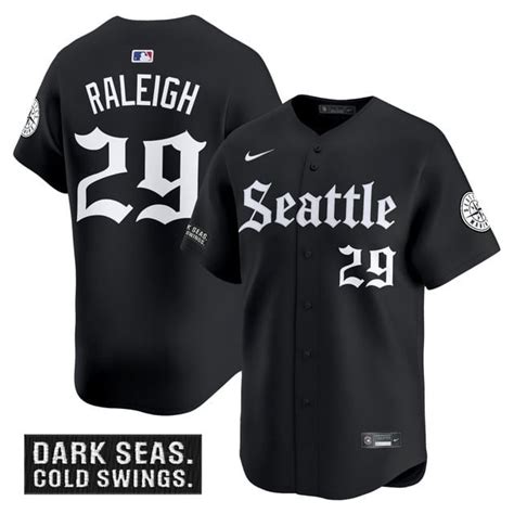 Cal Raleigh Jersey 29 Seattle Mariners Deep Sea Gothic Edition Premier