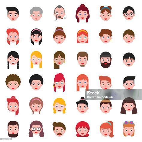 아바타 사람들 머리 차이 머리 스타일 아이콘 세트 1 평면 디자인 아이콘에 대한 스톡 벡터 아트 및 기타 이미지 아이콘 이모 교사 교육 관련 직업 Istock