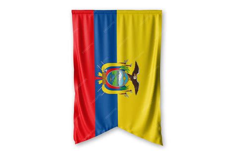 La Bandera De Ecuador Cuelga En Una Imagen De Fondo De Pared Blanca